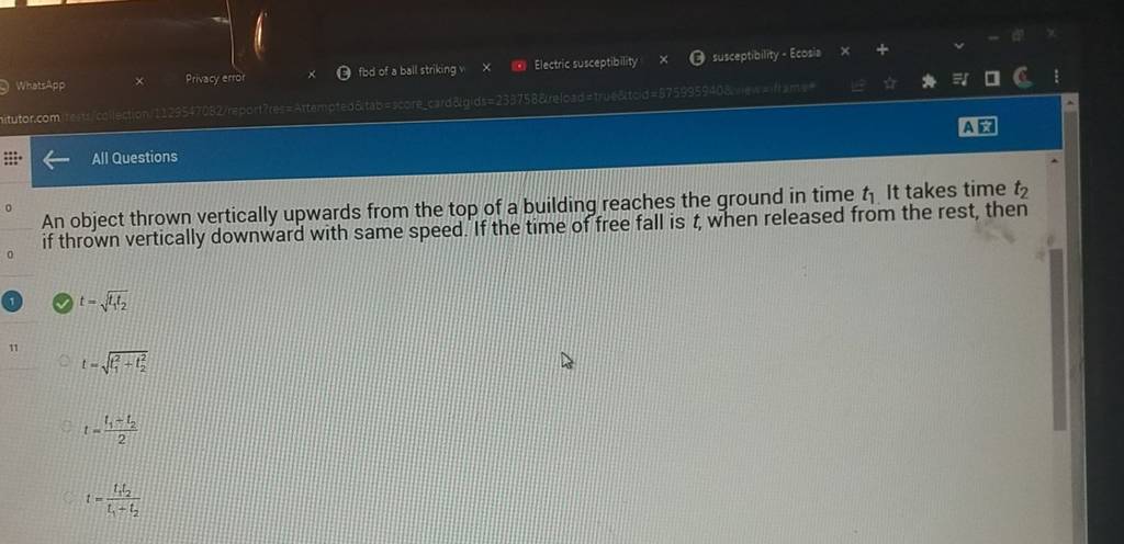 An Object Thrown Vertically Upwards From The Top Of A Building Reaches Th