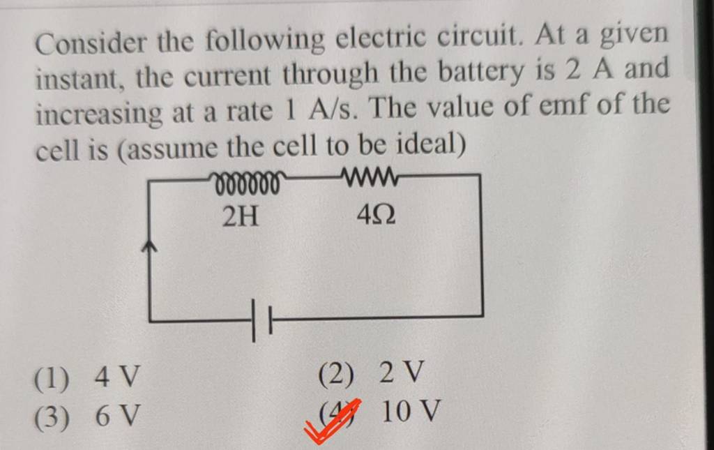 Consider the following electric circuit. At a given instant, the current