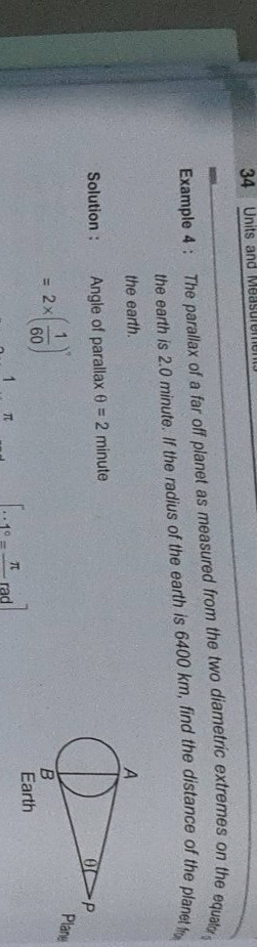 Example 4 The Parallax Of A Far Off Planet As Measured From The Two Diam