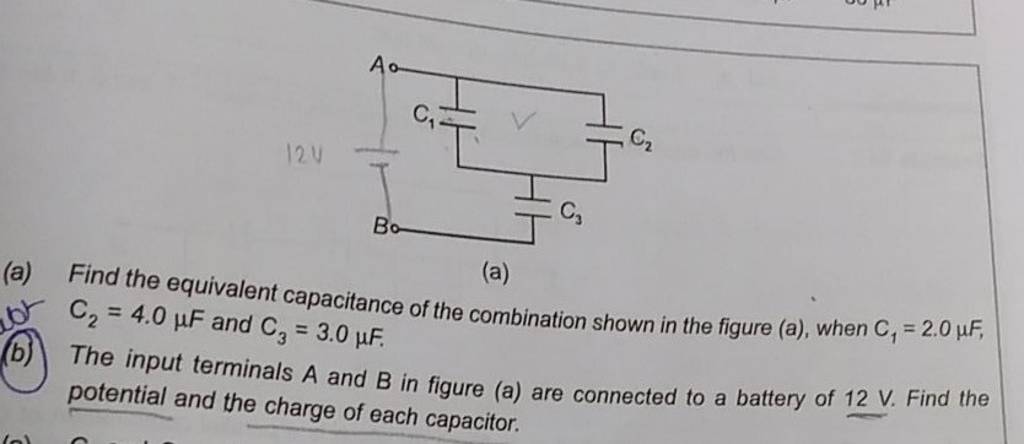 (a) Find the equivalent capacitance of the combination shown in the figur..