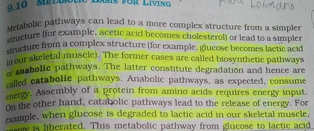 Metabolic pathways can lead to a more complex structure from a simpler st..