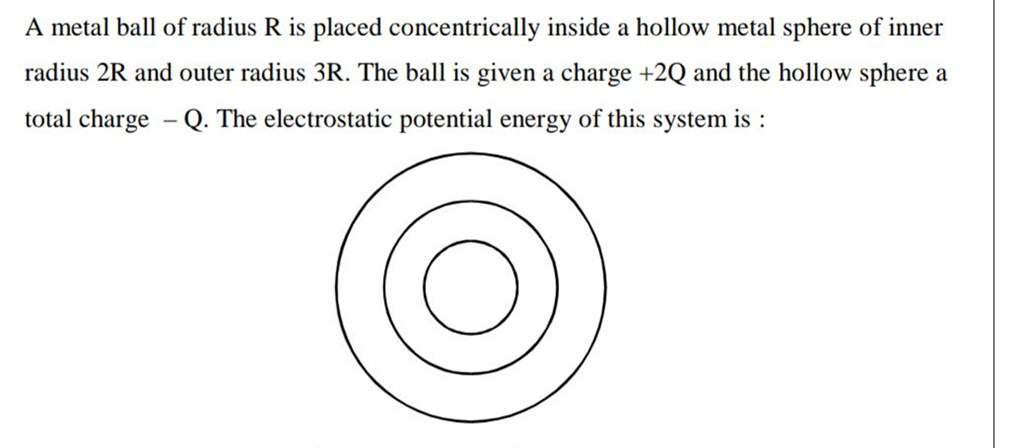 A metal ball of radius R is placed concentrically inside a hollow metal s..