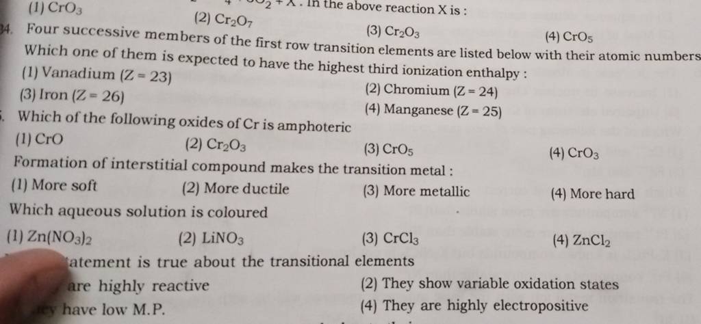 Formation of interstitial compound makes the transition metal : | Filo