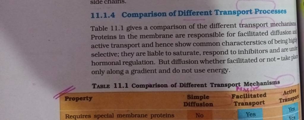 11.1.4 Comparison of Different Transport Processes Table 11.1 gives a com..