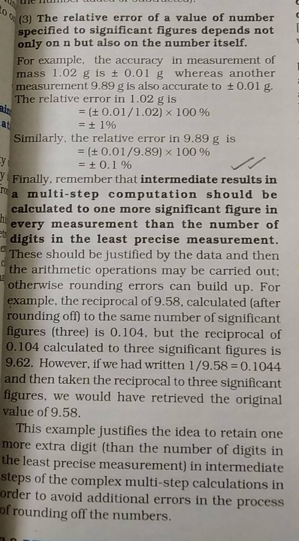  3 The Relative Error Of A Value Of Number Specified To Significant Figu 