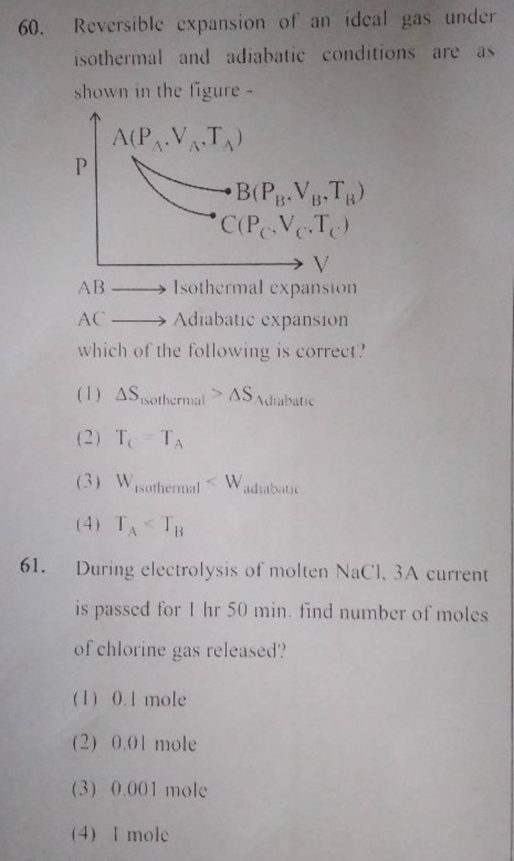 Reversible expansion of an ideal gas under isothermal and adiabatic condi..