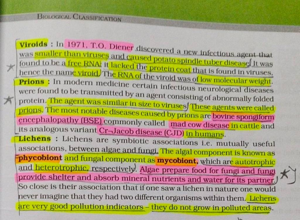 BioLoGical Cinssiriention Viroids : In 1971, T.O. Diener discovered a new..