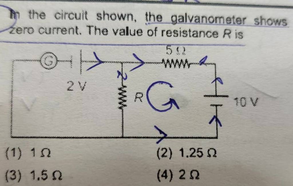 If The Circuit Shown The Galvanometer Shows Zero Current The Value Of R