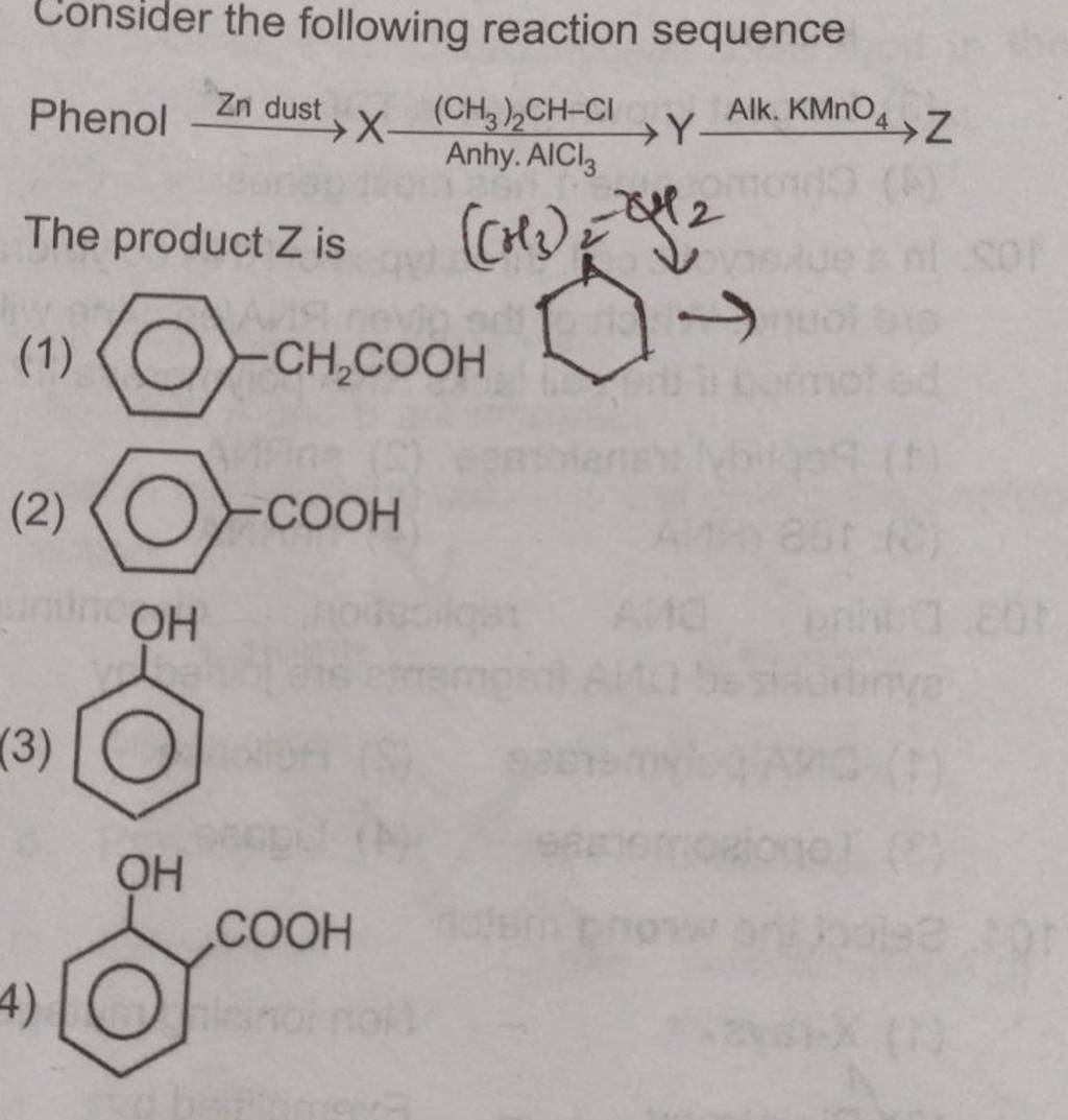 Consider the following reaction sequence The product Z is (CH3 )2 −Ou2 Consider the following reaction sequence The product Z is (CH3 )2 −Ou2