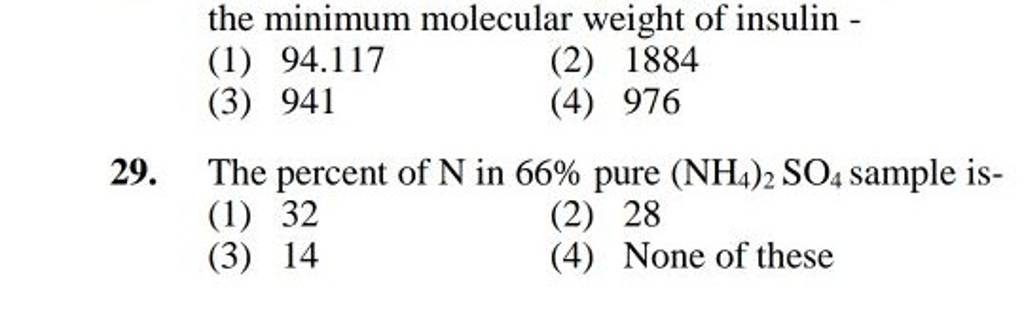 the minimum molecular weight of insulin - | Filo