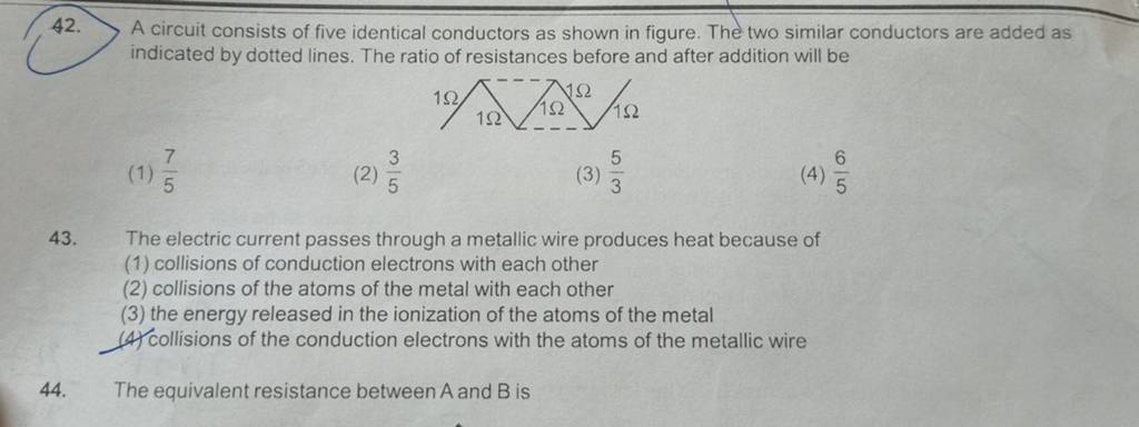 The electric current passes through a metallic wire produces heat because..