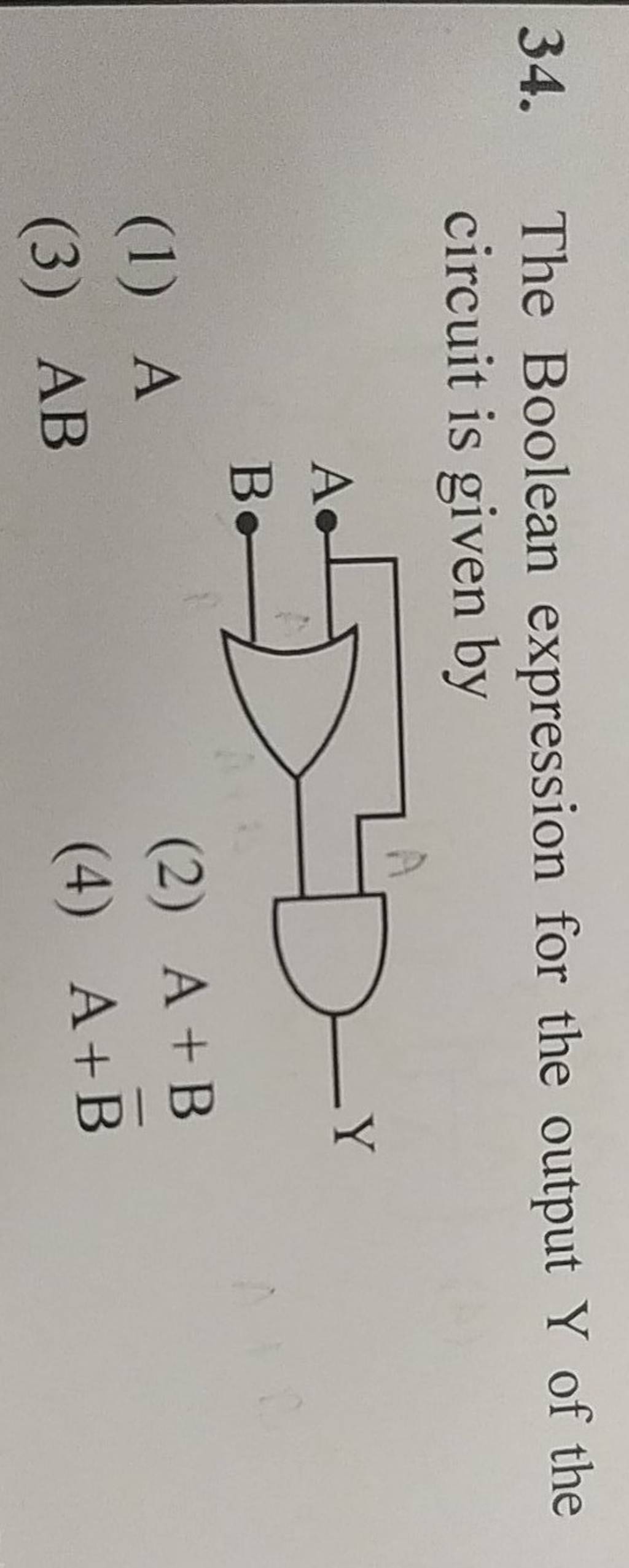 34 The Boolean Expression For The Output Y Of The Circuit Is Given By 1740