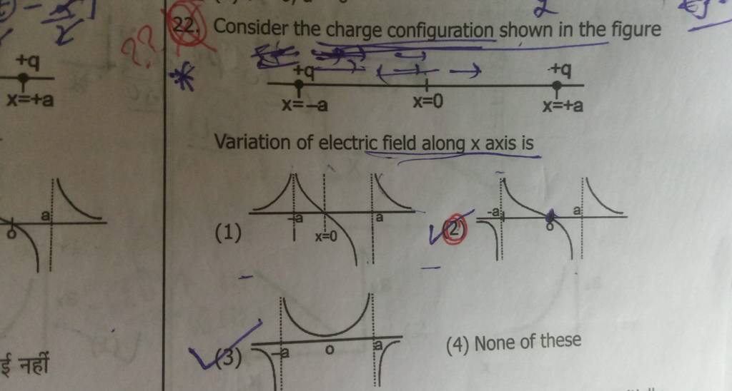 (2) Consider the charge configuration shown in the figure ∗x=−ax →x=0a V..