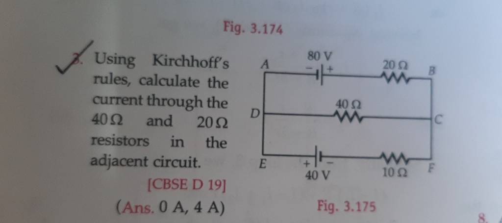 Fig 3 174 8 Using Kirchhoffs Rules Calculate The Current Through The