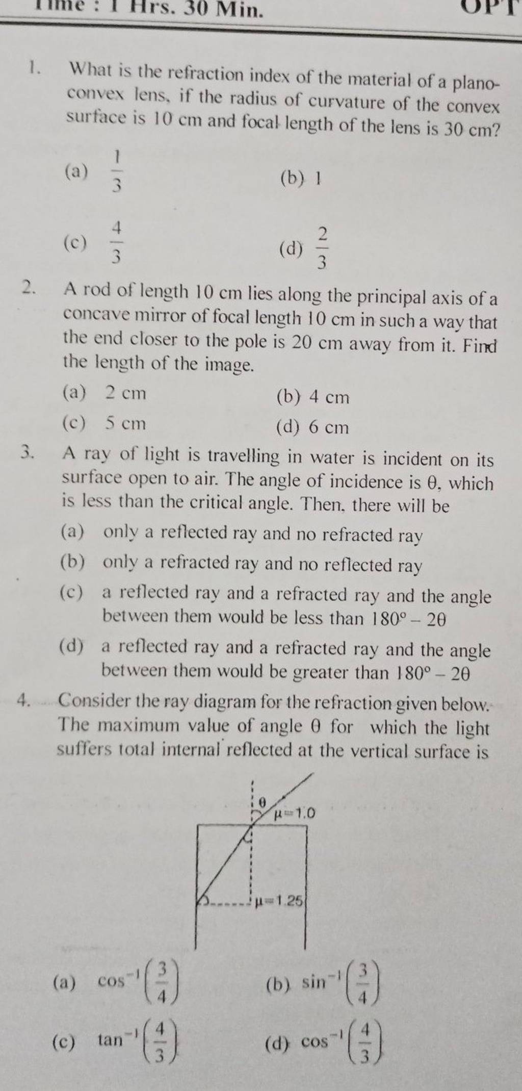 Consider The Ray Diagram For The Refraction Given Below The Maximum Valu