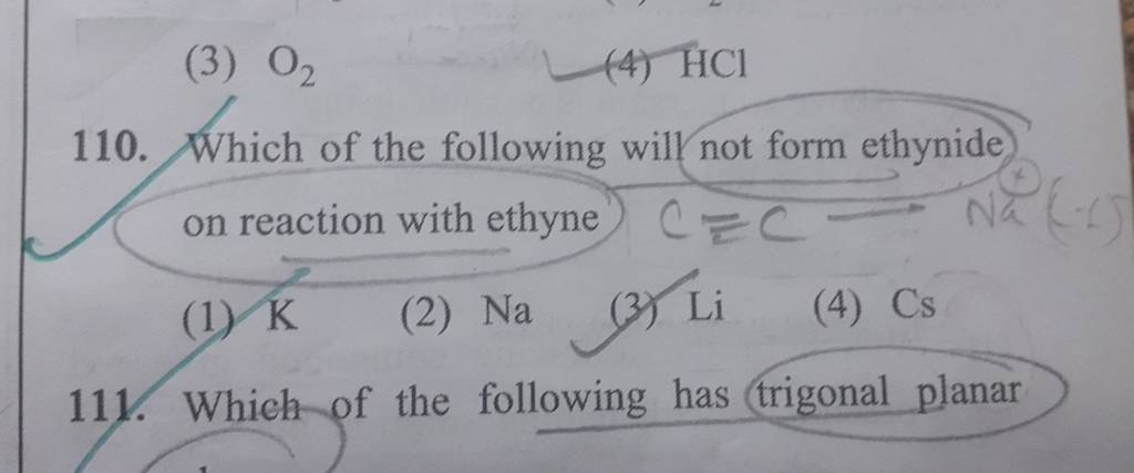 Which of the following will not form ethynide) on reaction with ethyne..
