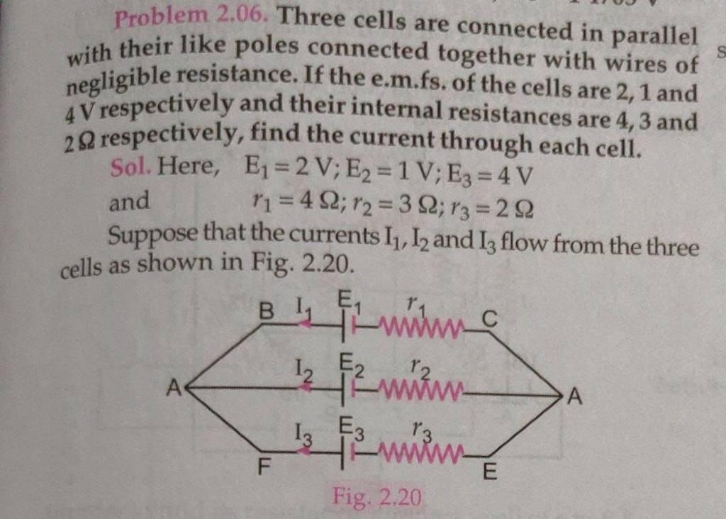 Problem 206 Three Cells Are Connected In Parallel With Their Like Poles