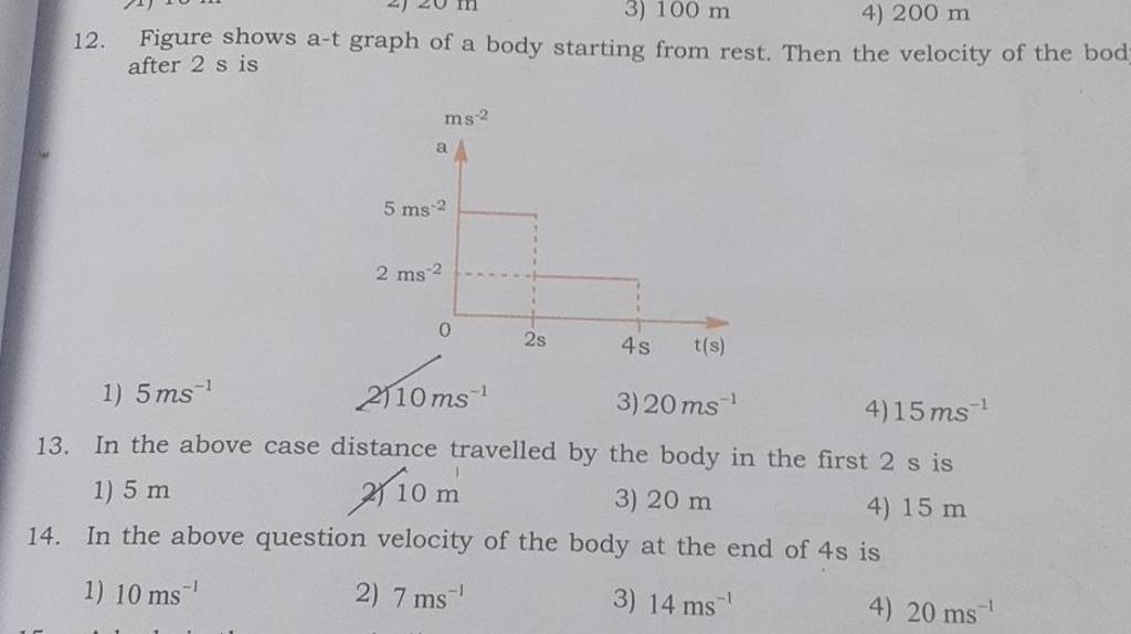 Figure shows a-t graph of a body starting from rest. Then the velocity of..