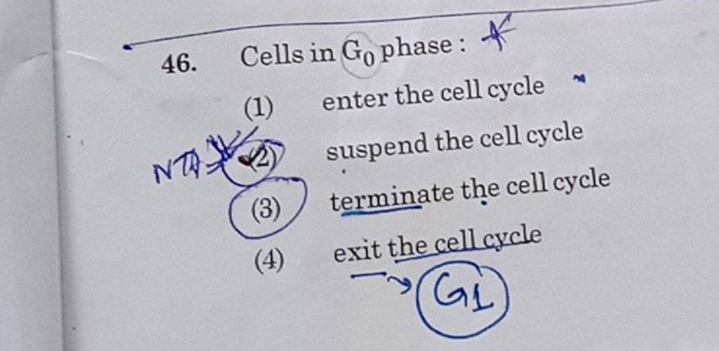 46. Cells in G0 phase : of | Filo 46. Cells in G0 phase : of | Filo