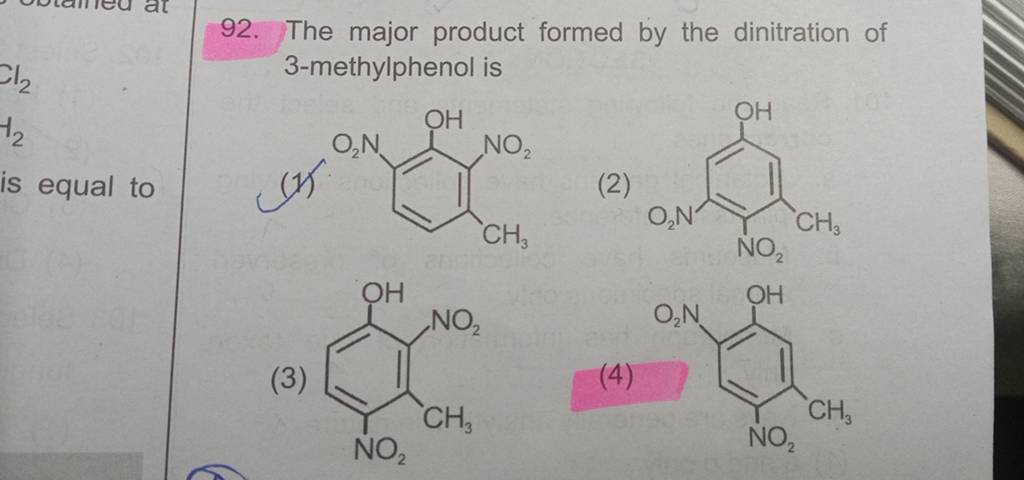 The major product formed by the dinitration of 3-methylphenol is | Filo