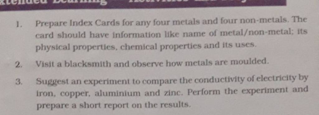 1 Prepare Index Cards For Any Four Metals And Four Non metals The Card