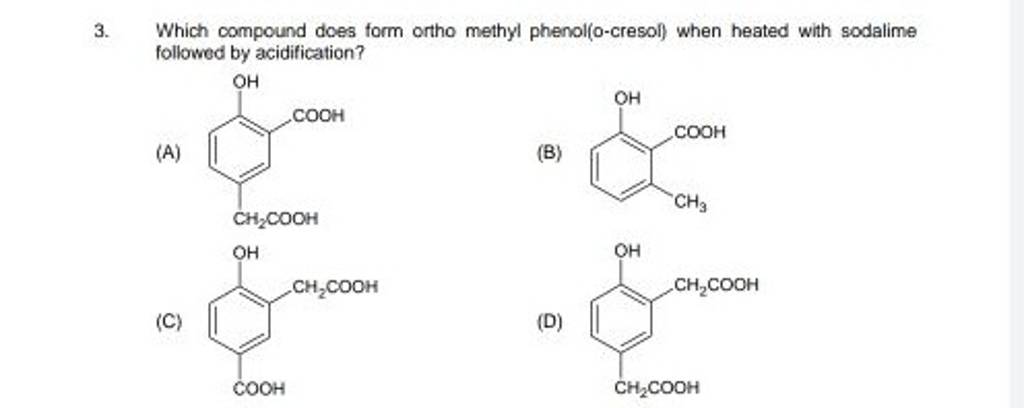 Which compound does form ortho methyl phenol(o-cresol) when heated with s..