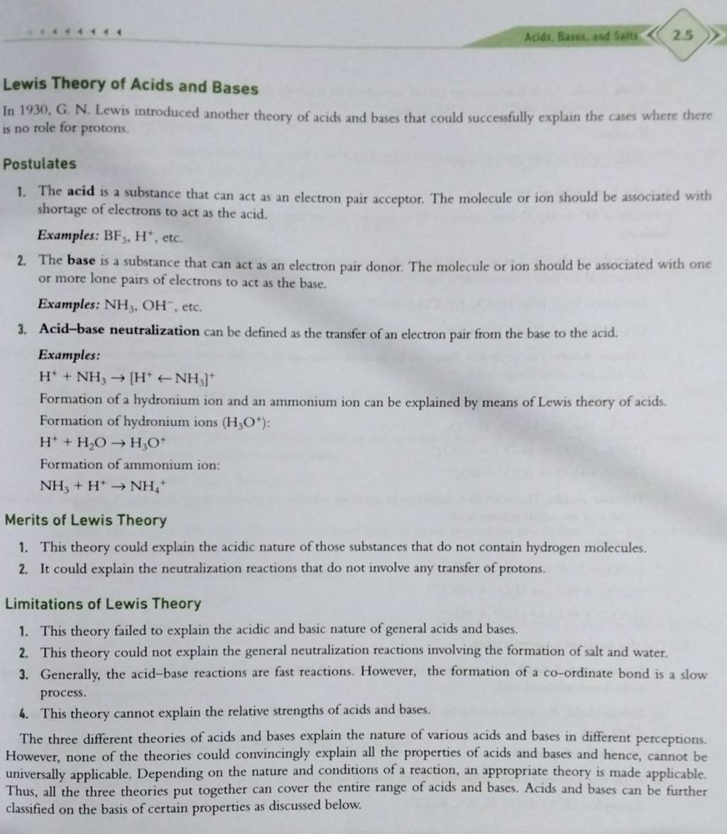 Lewis Theory of Acids and Bases In 1930, G. N. Lewis introduced another t..