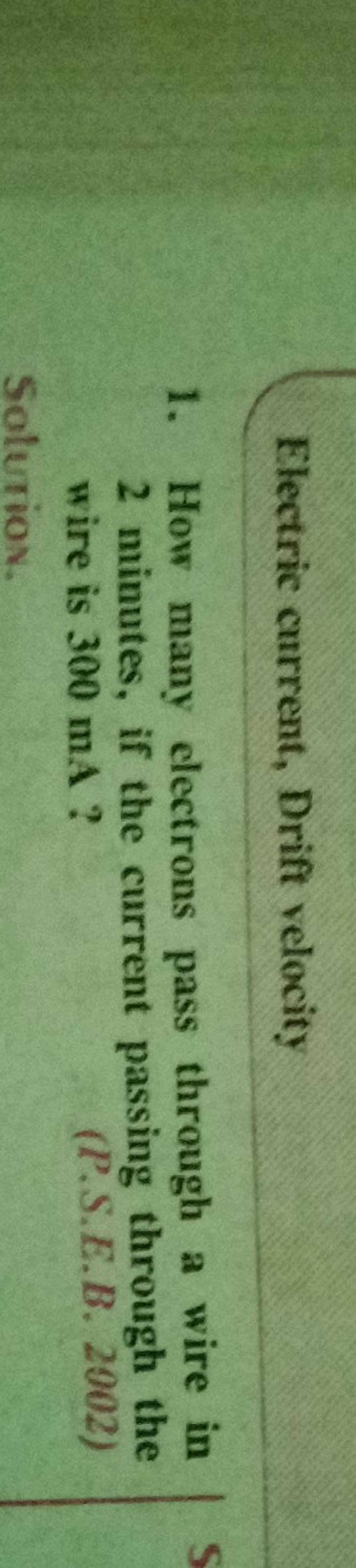Electric Current Drift Velocity 1 How Many Electrons Pass Through A Wir