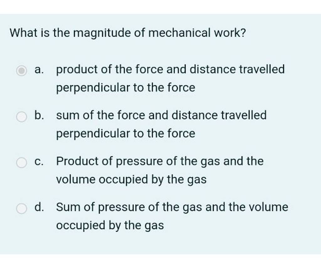 What is the magnitude of mechanical work? | Filo