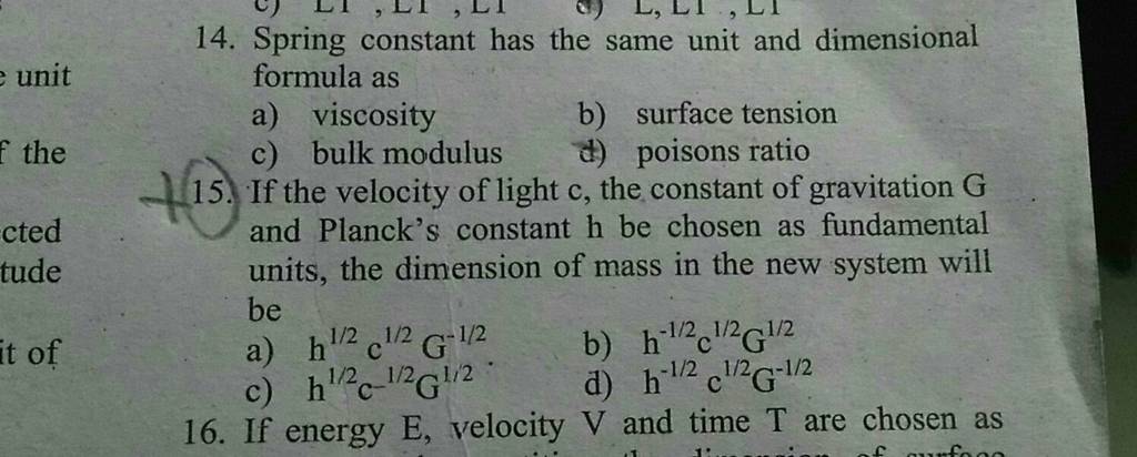Spring constant has the same unit and dimensional formula as | Filo
