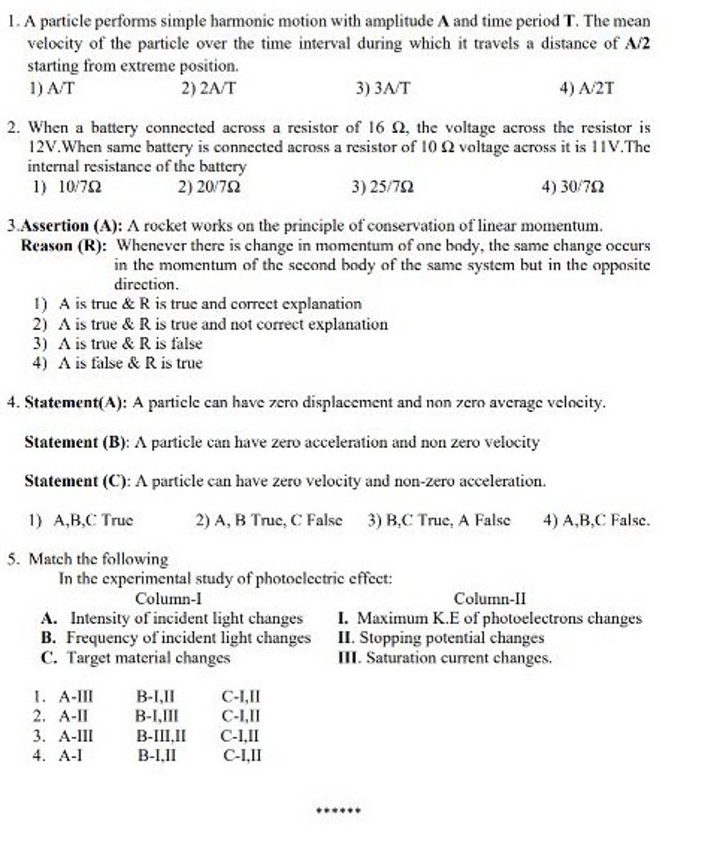 A particle performs simple harmonic motion with amplitude A and time peri..
