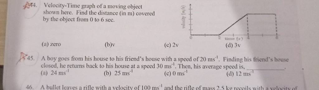 Velocity Time Graph Of A Moving Object Shown Here Find The Distance In