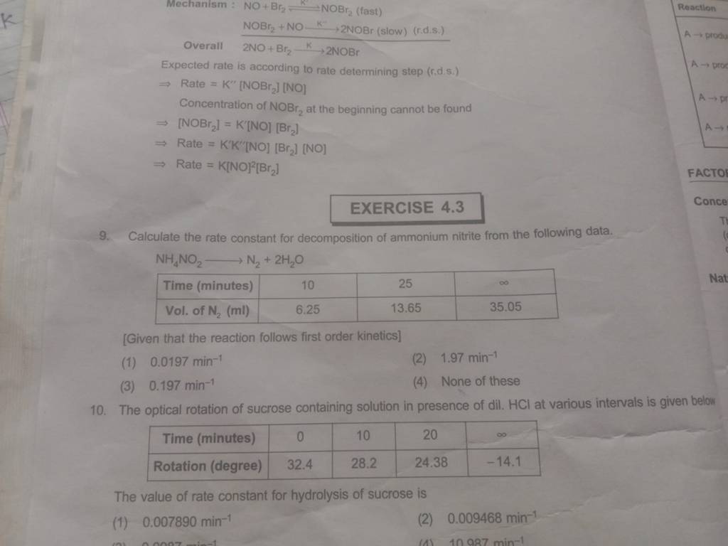 The optical rotation of sucrose containing solution in presence of dil. H..