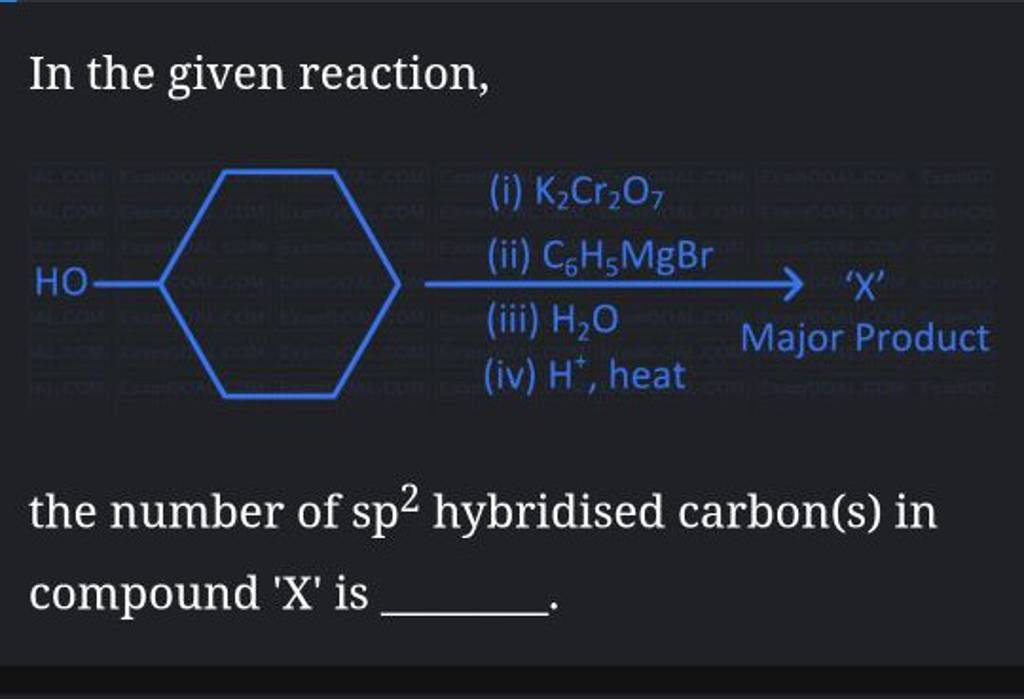 In the given reaction, the number of sp2 hybridised carbon(s) in compound..