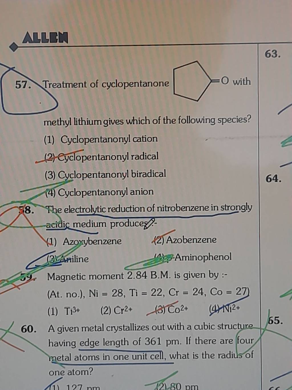 Treatment of cyclopentanone methyl lithium gives which of the following s..
