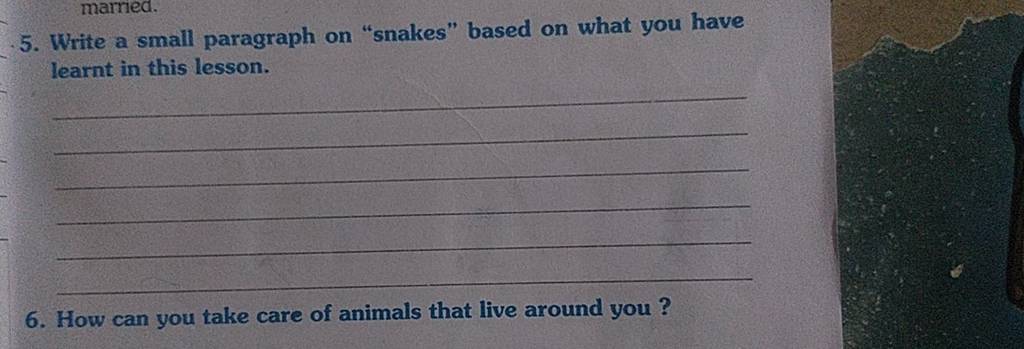 5. Write a small paragraph on "snakes" based on what you have learnt in t..