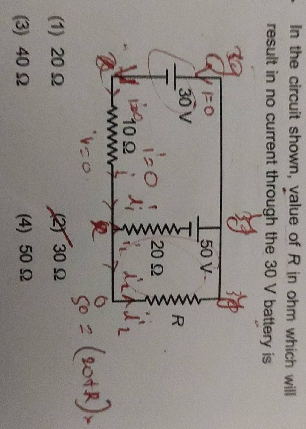 In the circuit shown, value of R in ohm which will result in no current t..