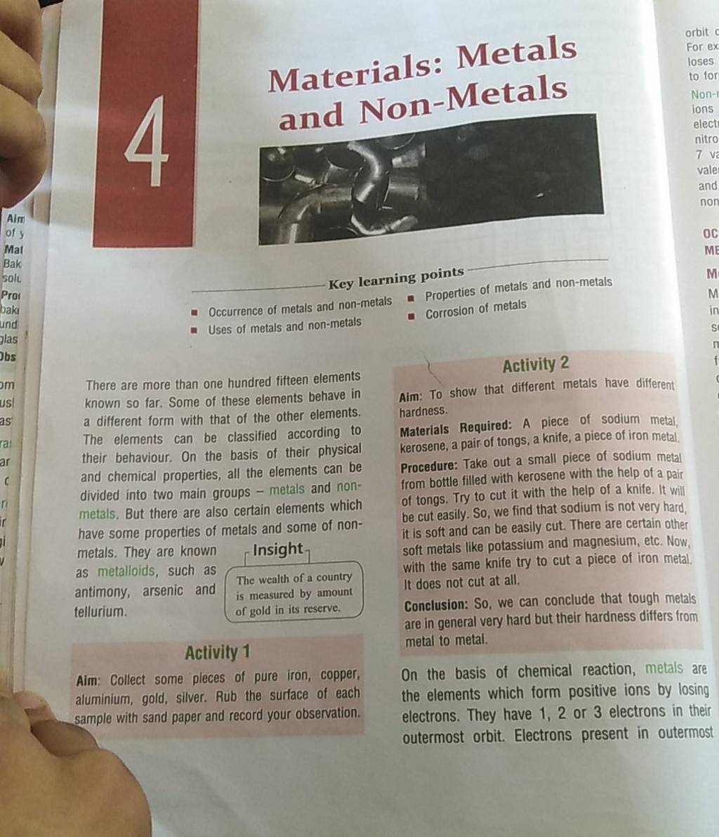 Materials: Metals and Non-Metals Key learning points - Occurrence of meta..