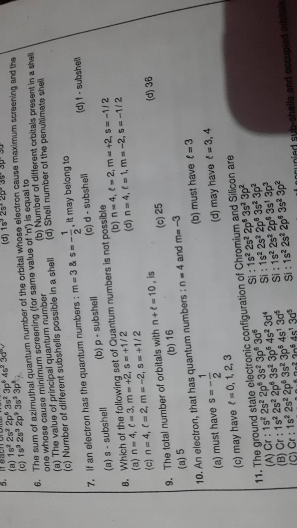 The Ground State Electronic Configuration Of Chromium And Silicon Are