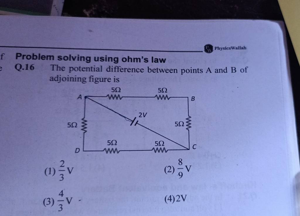 Problem solving using ohm's law PhysicsWallah Q.16 The potential differen..