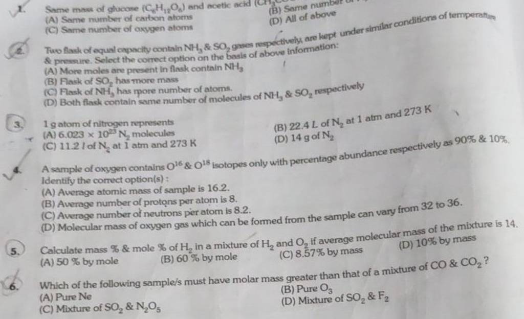 A sample of oxygen contains O16&O18 isotopes only with percentage abundan..