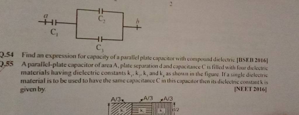 Q 54 Find An Expression For Capacity Of A Parallel Plate Capacitor With C
