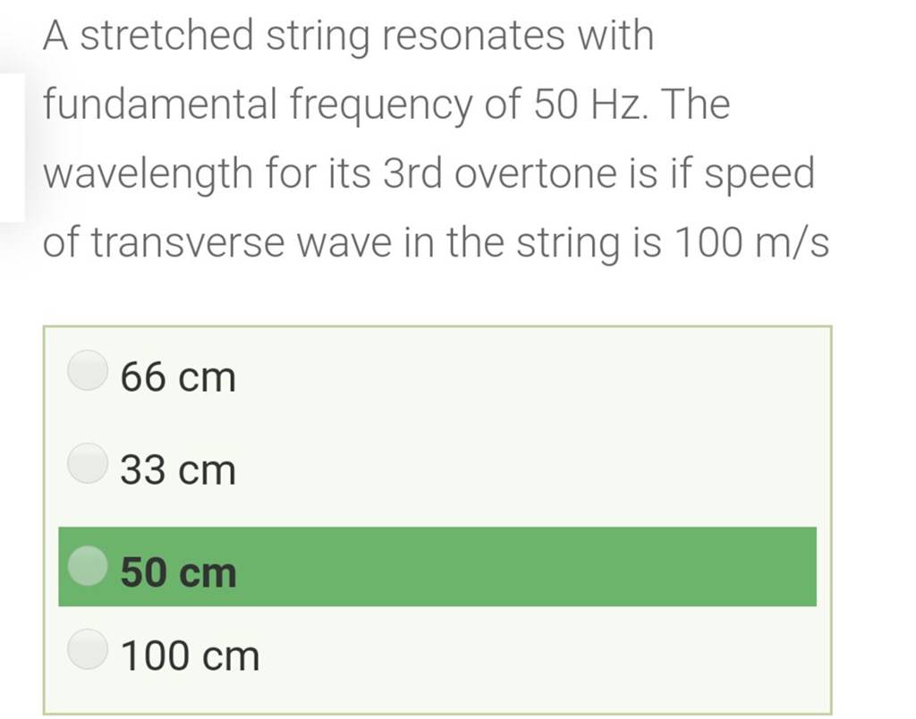 A stretched string resonates with fundamental frequency of 50 Hz. The wav.. A stretched string resonates with fundamental frequency of 50 Hz. The wav..