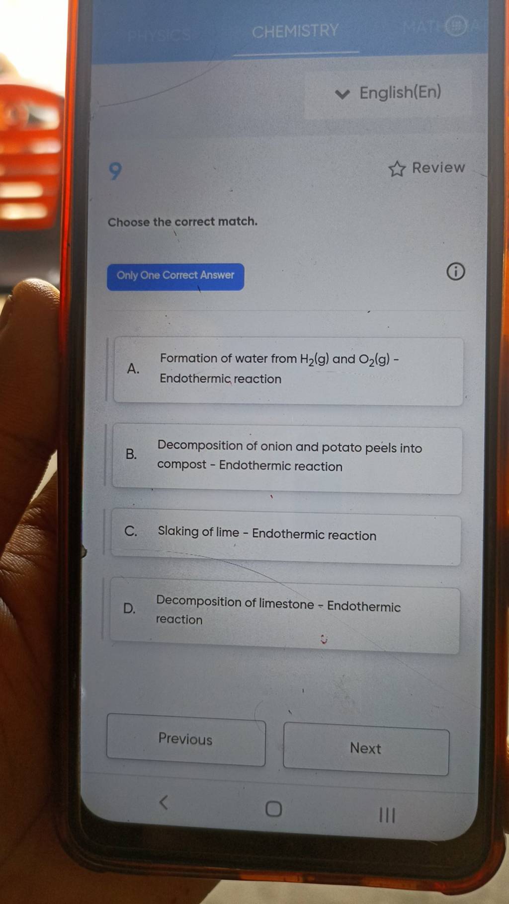 English(En) Choose the correct match. Only One Correct Answer (i) | Filo