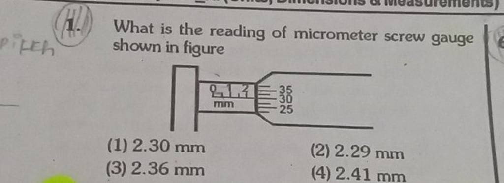 (1.) What is the reading of micrometer screw gauge shown in figure | Filo