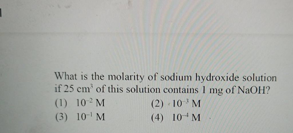 What is the molarity of sodium hydroxide solution if 25 cm3 of this solut..