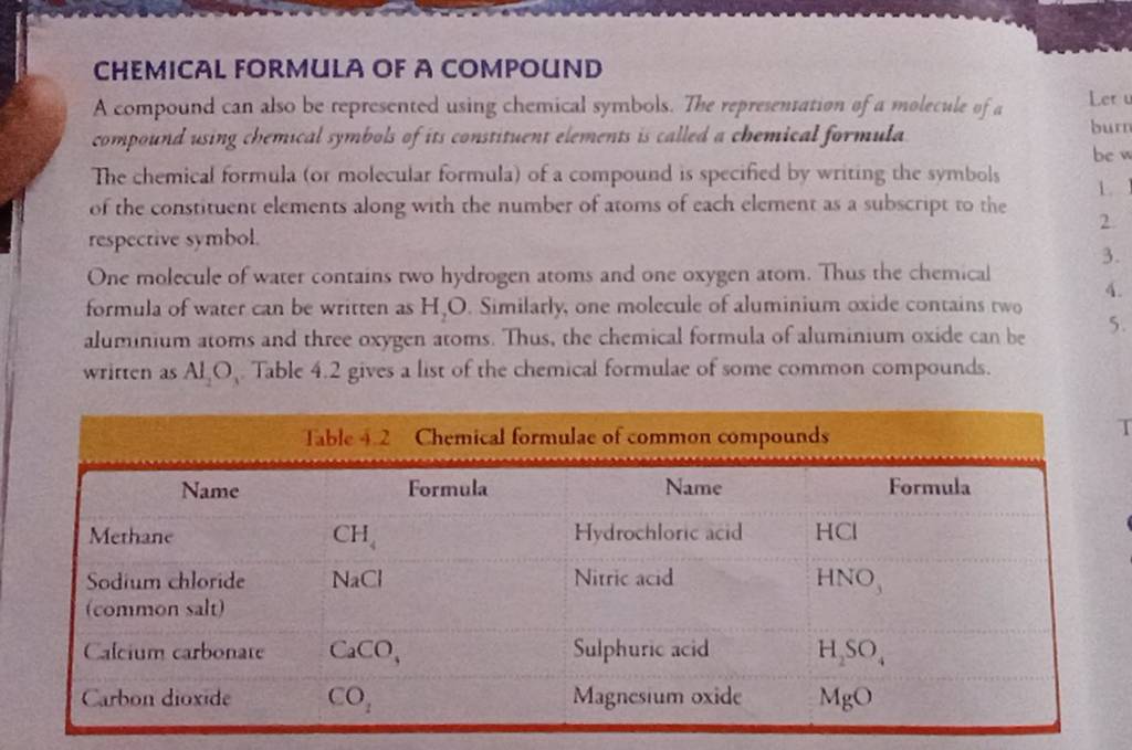 CHEMICAL FORMULA OF A COMPOUND A compound can also be represented using c..
