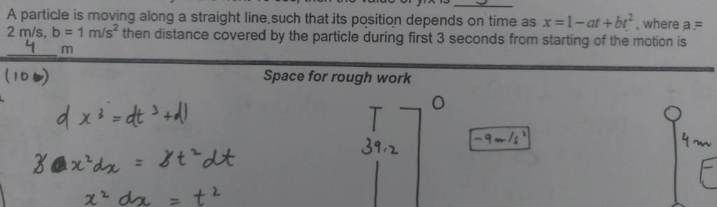 A particle is moving along a straight line.such that its position depends..