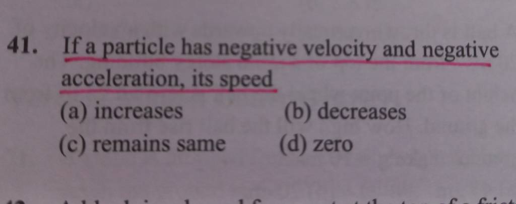 If A Particle Has Negative Velocity And Negative Acceleration Its Speed