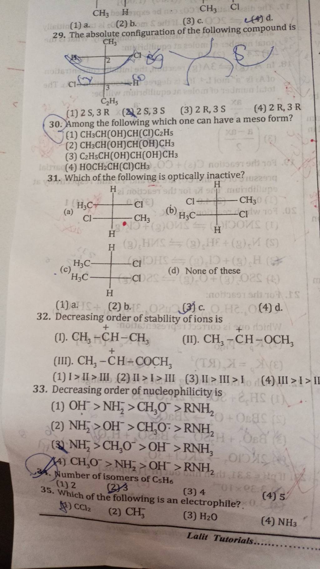 The Absolute Configuration Of The Following Compound Is 1 2 S 3r And